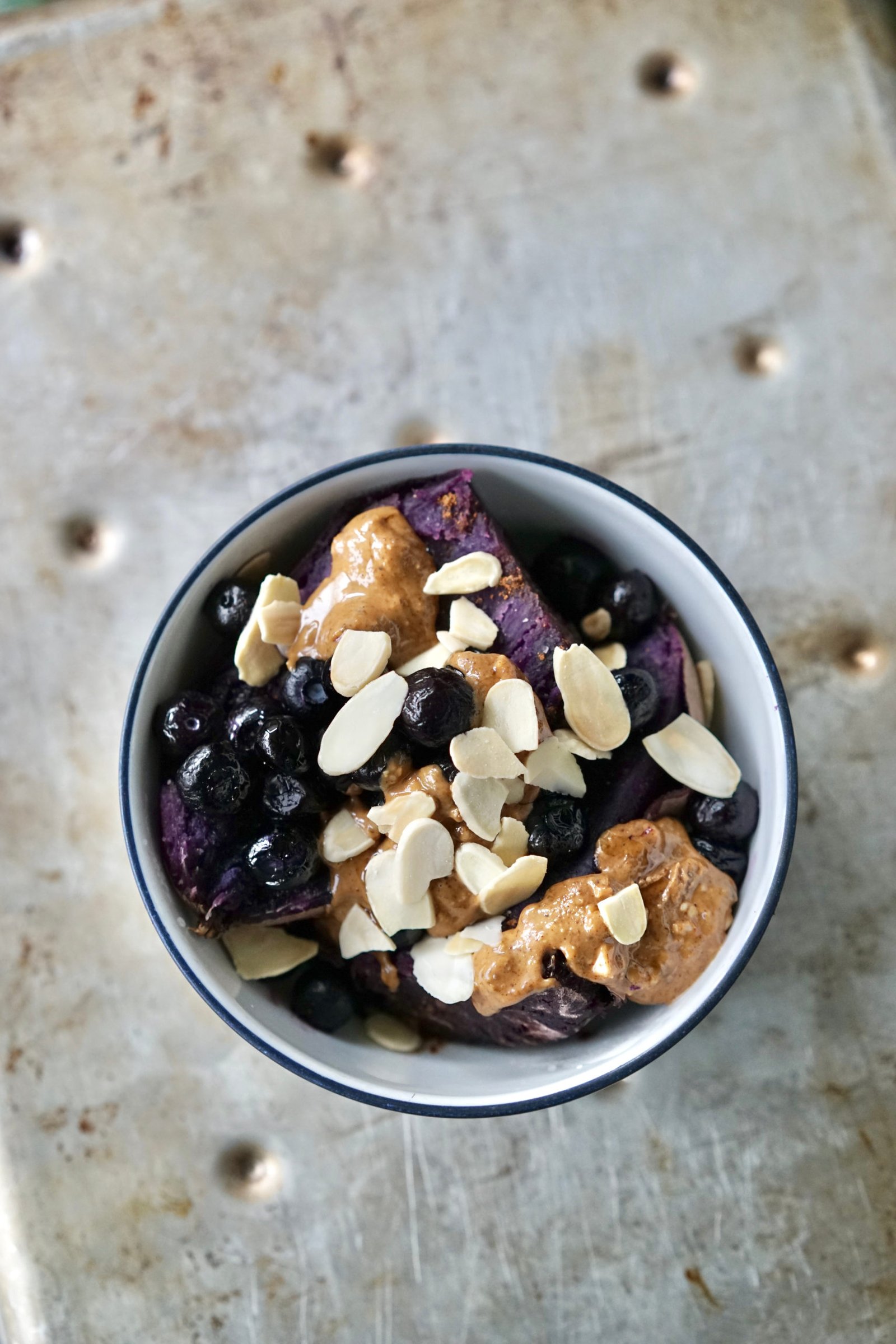 Blueberry Almond Purple Sweet Potato Breakfast Bowl | Living Healthy in ...