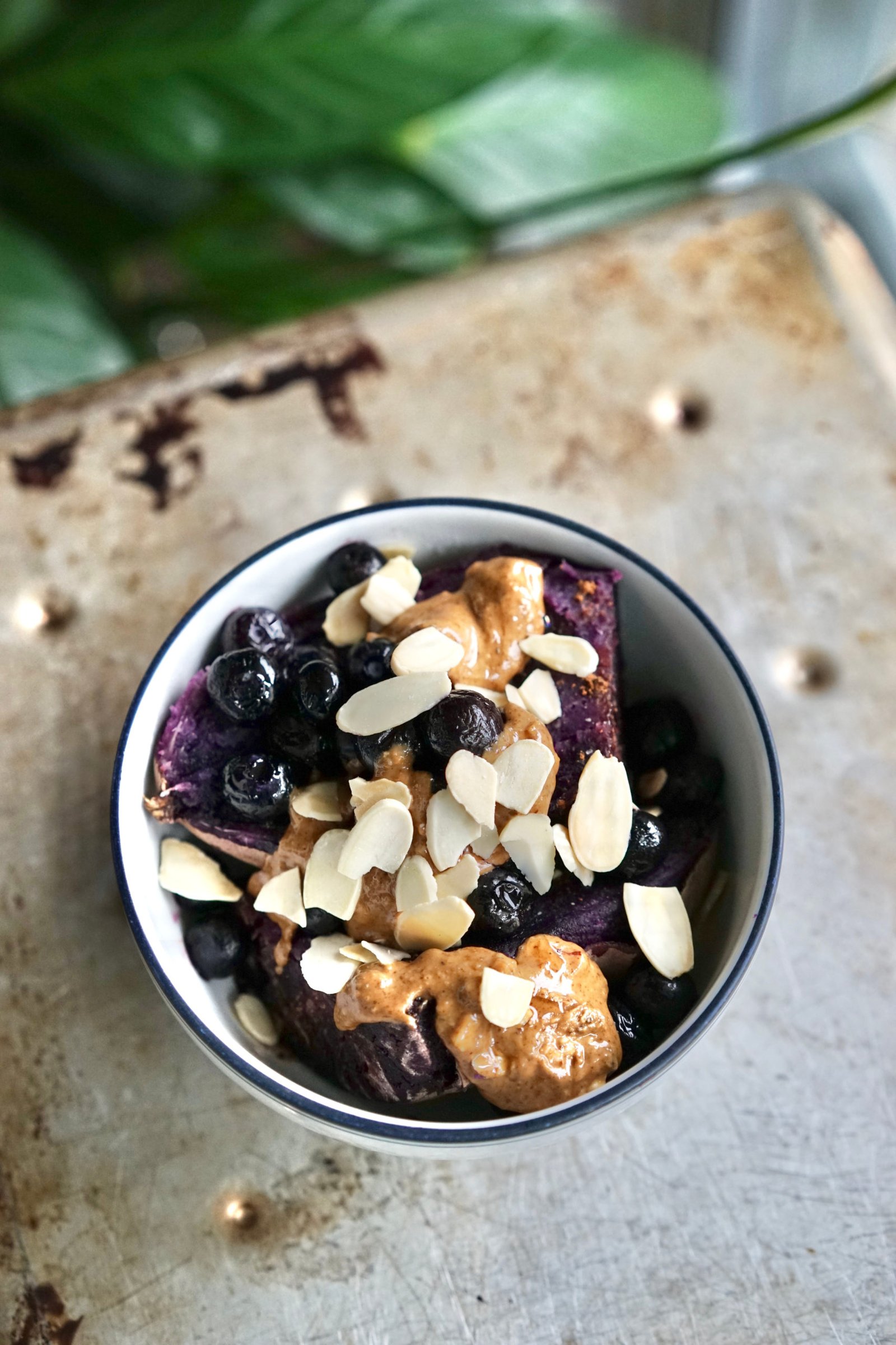 Blueberry Almond Purple Sweet Potato Breakfast Bowl | Living Healthy in ...