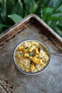 Vegan Roasted Delicata Squash Risotto with Fried Herbs | Living Healthy ...